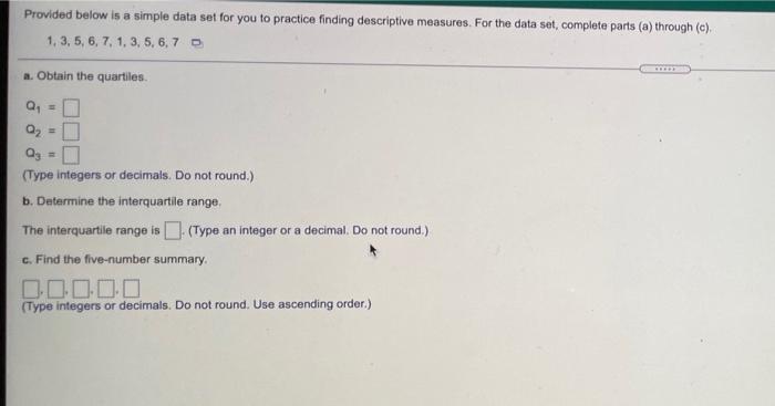 Solved Provided below is a simple data set for you to | Chegg.com