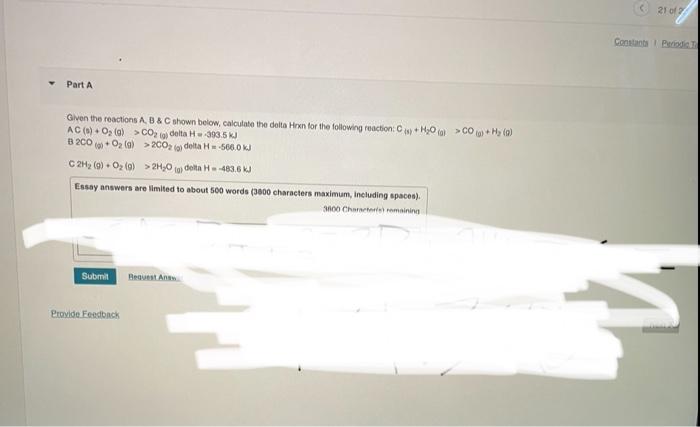 Solved Part A Given the reactions A, B & C shown below, | Chegg.com