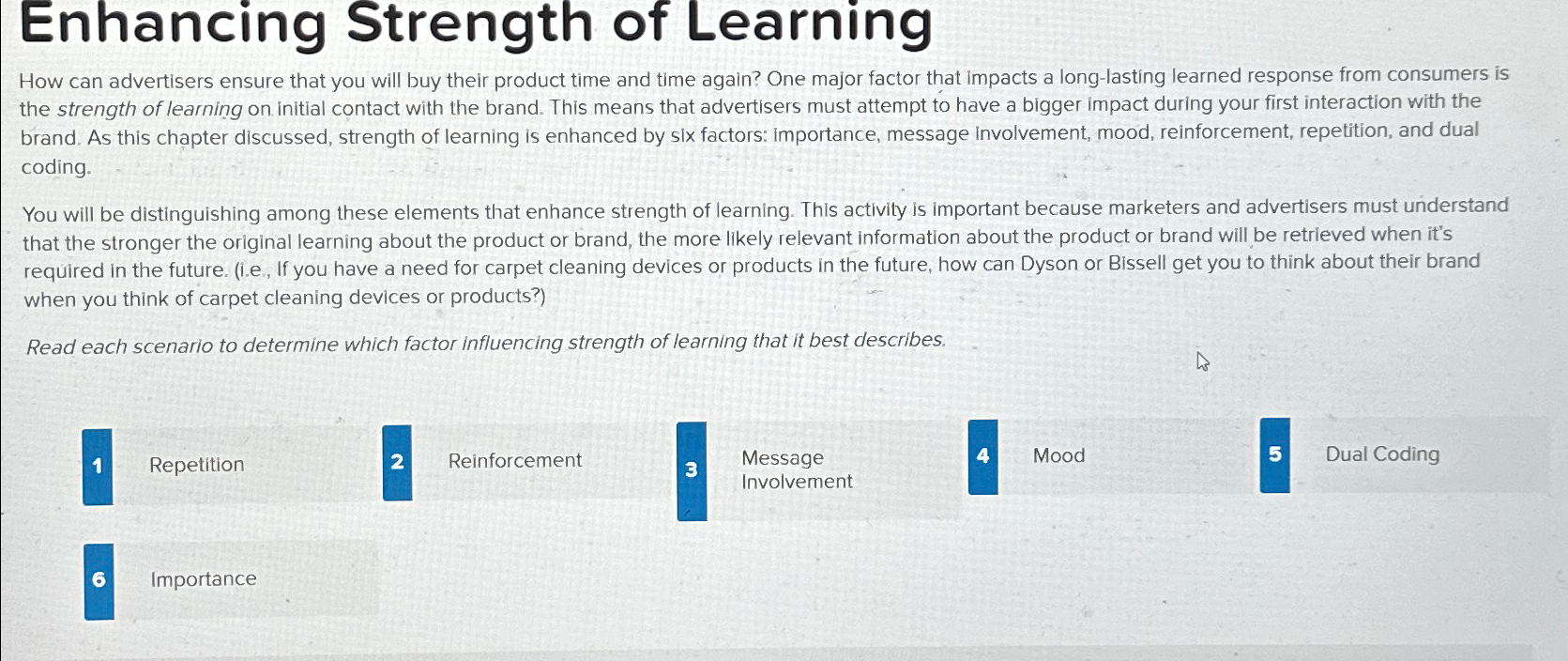 Solved Enhancing Strength of LearningHow can advertisers | Chegg.com