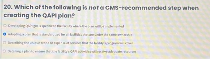 Solved 20. Which of the following is not a CMS-recommended | Chegg.com
