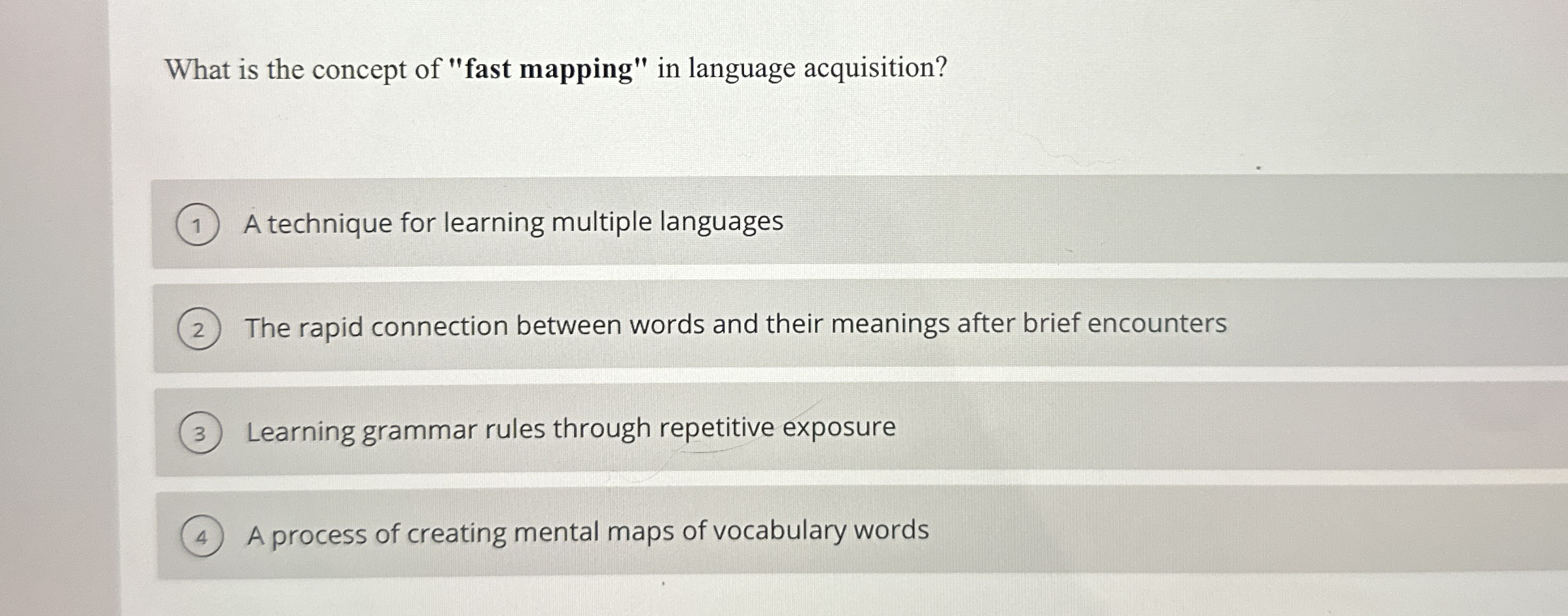 Solved What is the concept of "fast mapping" in language | Chegg.com