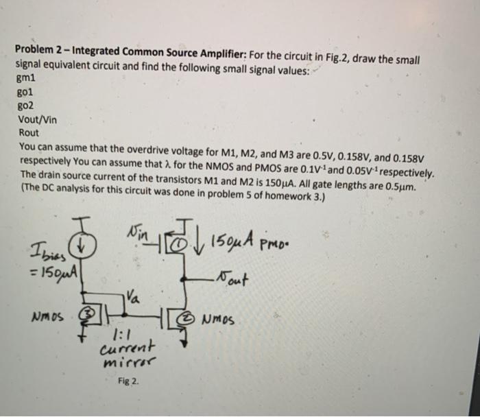 Solved Problem 2 - Integrated Common Source Amplifier: For | Chegg.com