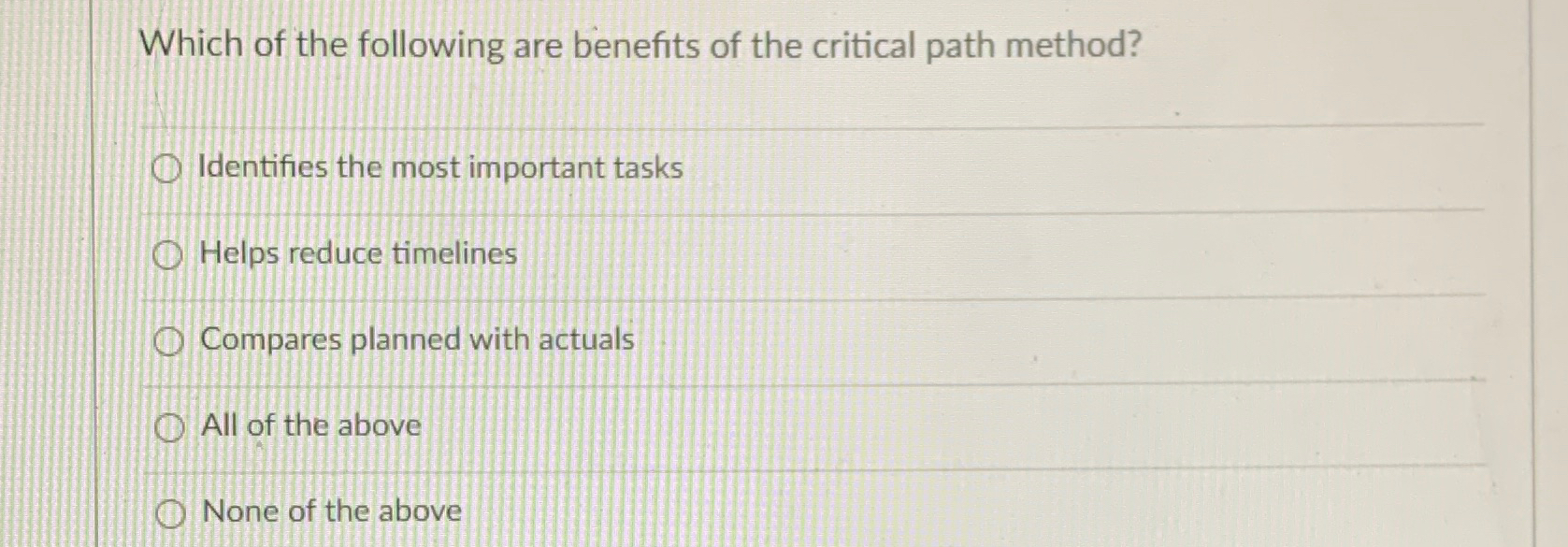 Solved Which of the following are benefits of the critical | Chegg.com