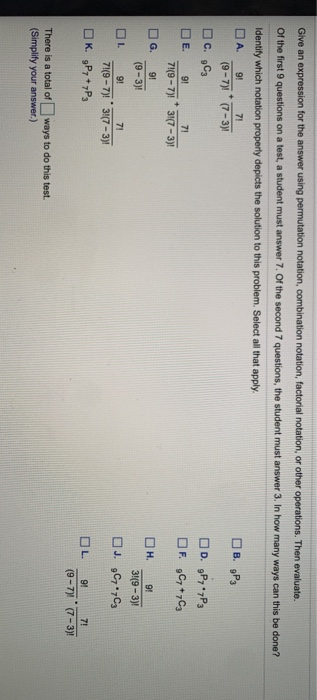 Solved Give an expression for the answer using permutation | Chegg.com