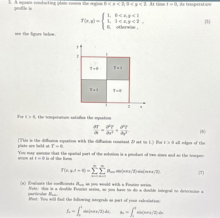 Solved 3. A square conducting plate covers the region 00, | Chegg.com