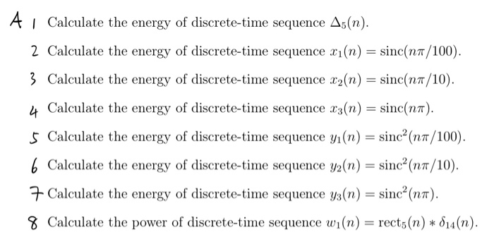 Solved Ai Calculate the energy of discrete-time sequence | Chegg.com
