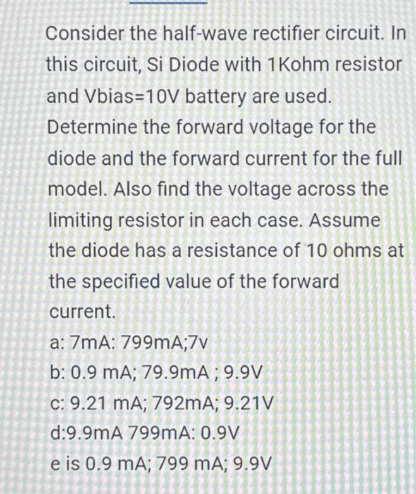 Solved Consider the half-wave rectifier circuit. In this | Chegg.com