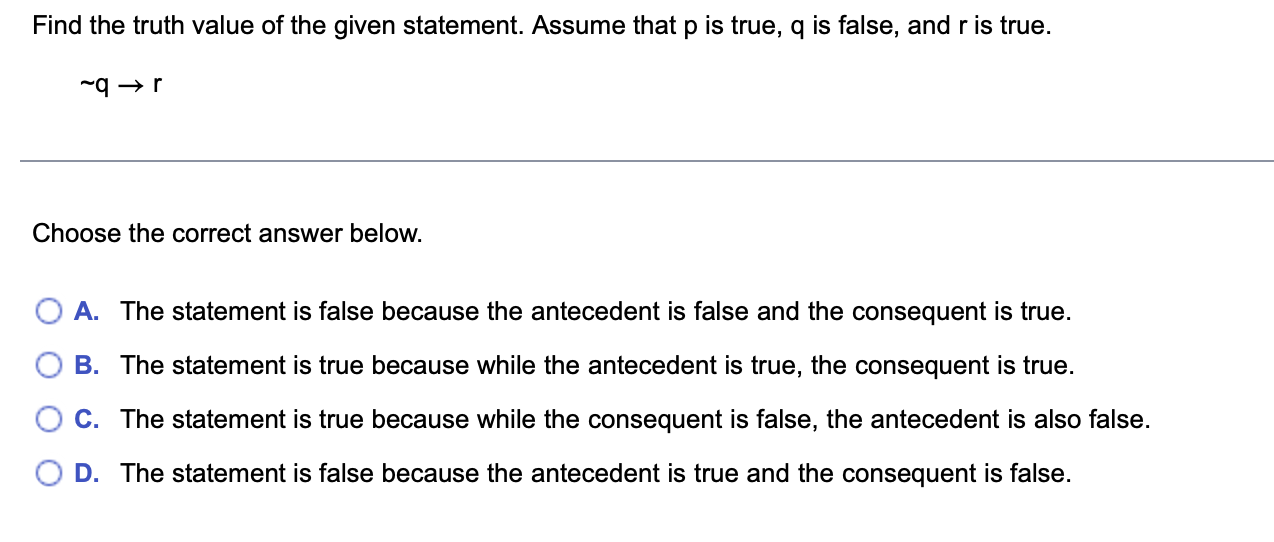 Solved Find the truth value of the given statement. Assume | Chegg.com