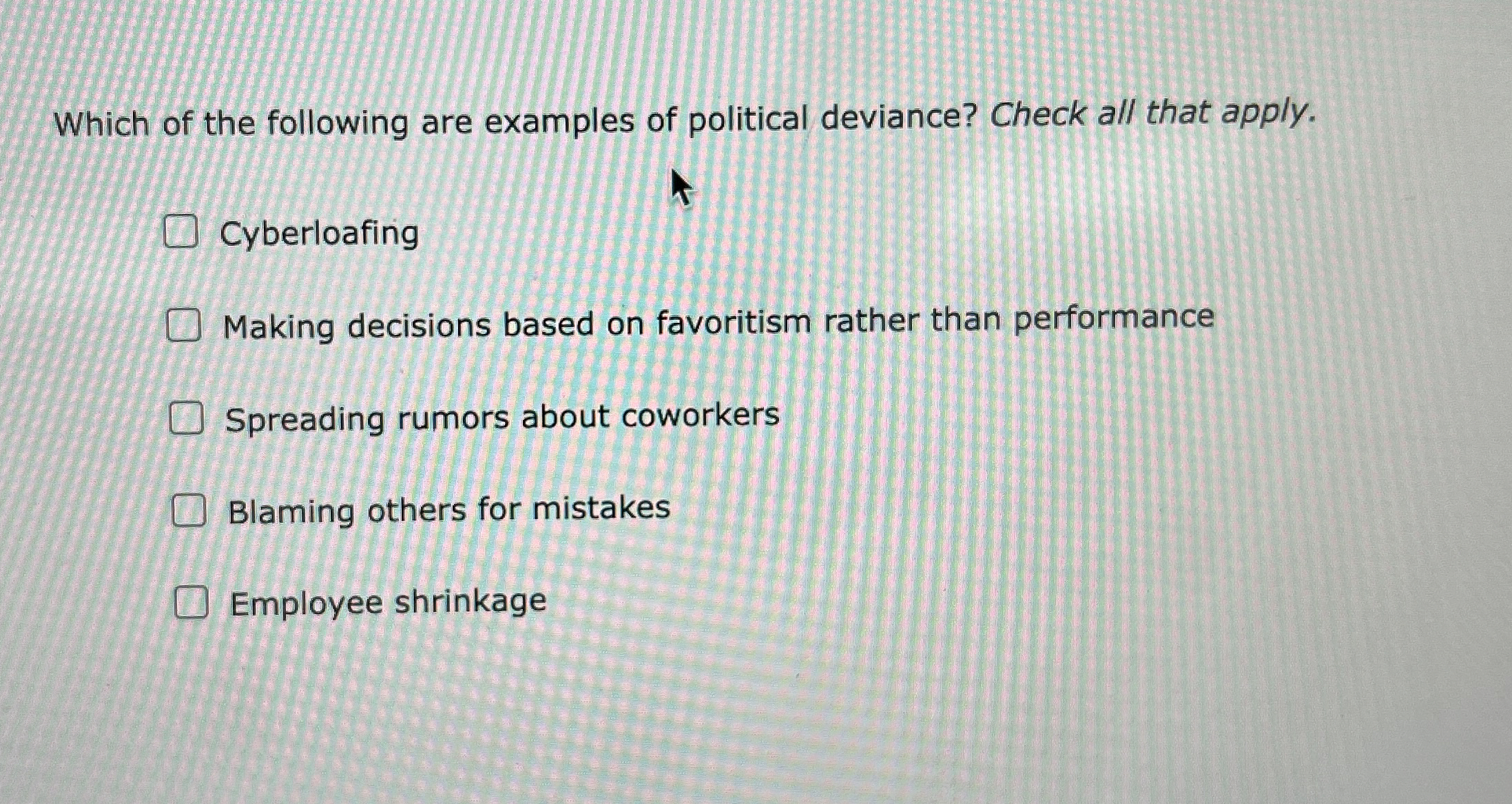 Solved Which of the following are examples of political | Chegg.com