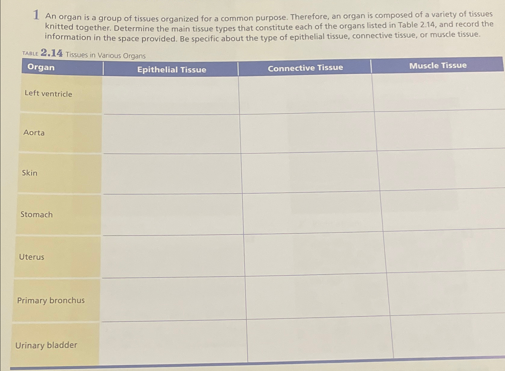 Solved 1 ﻿An organ is a group of tissues organized for a | Chegg.com