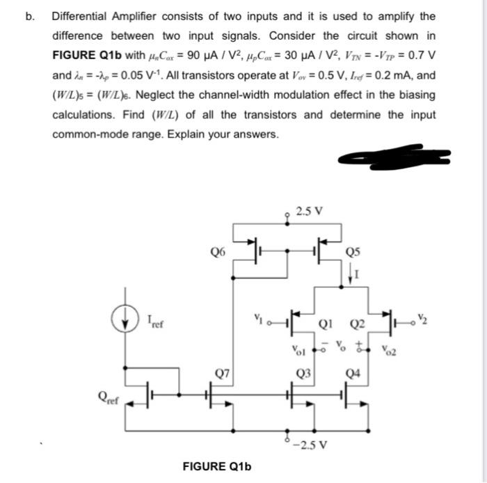 Solved b. Differential Amplifier consists of two inputs and | Chegg.com