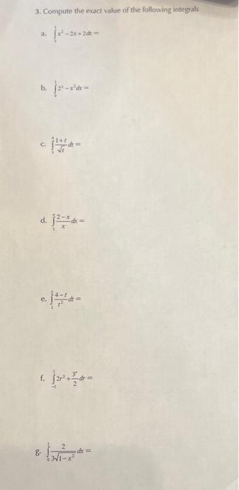 Solved Exercises: 1. Compute the exact value of the | Chegg.com