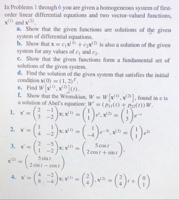 Solved In Problems 1 through 6 you are given a homogeneous | Chegg.com