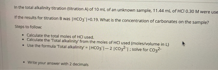 Solved In the total alkalinity titration (titration A) of 10 | Chegg.com