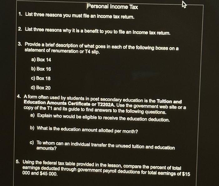 Solved 1. List three reasons you must file an income tax | Chegg.com