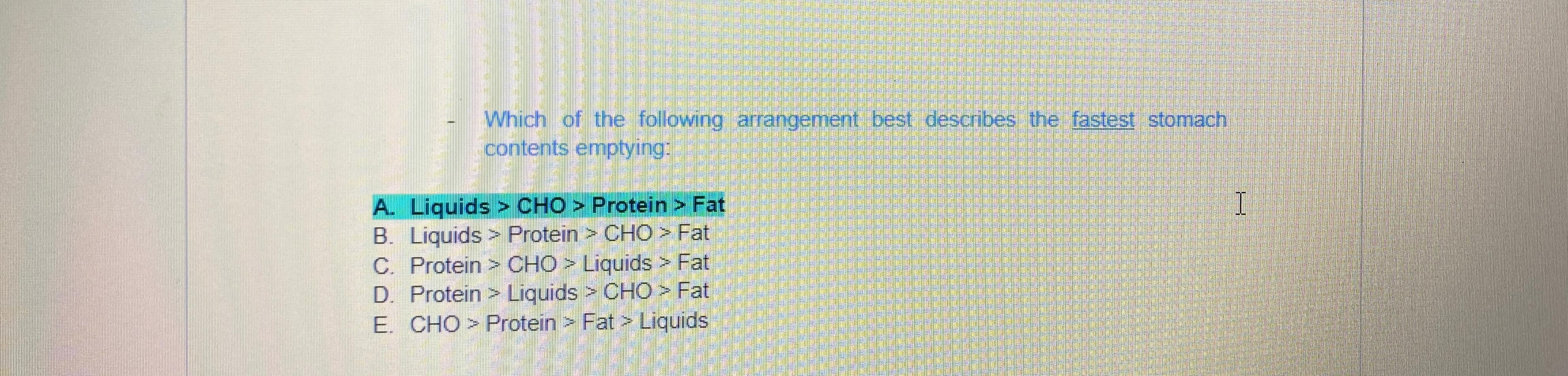 Solved Which of the following arrangement best describes the | Chegg.com