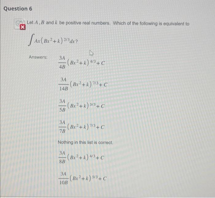 Solved Let A,B and k be positive real numbers. Which of the | Chegg.com