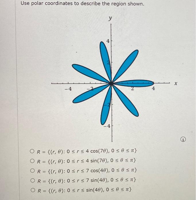 Solved Use polar coordinates to describe the region shown. | Chegg.com