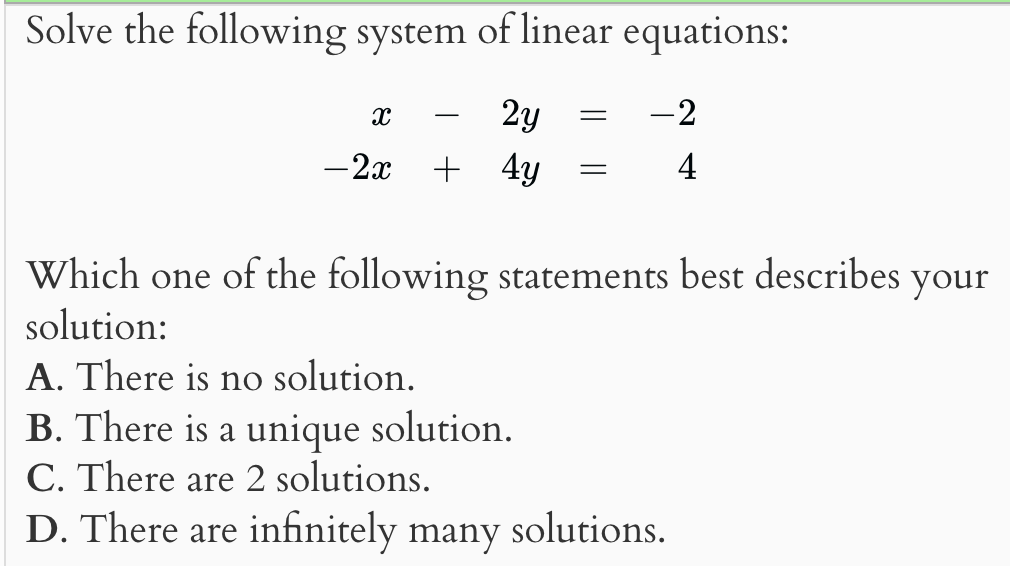 Solved Solve the following system of linear | Chegg.com