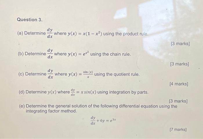 Solved Question 3. dy (a) Determine where y(x) = x(1-x²) | Chegg.com