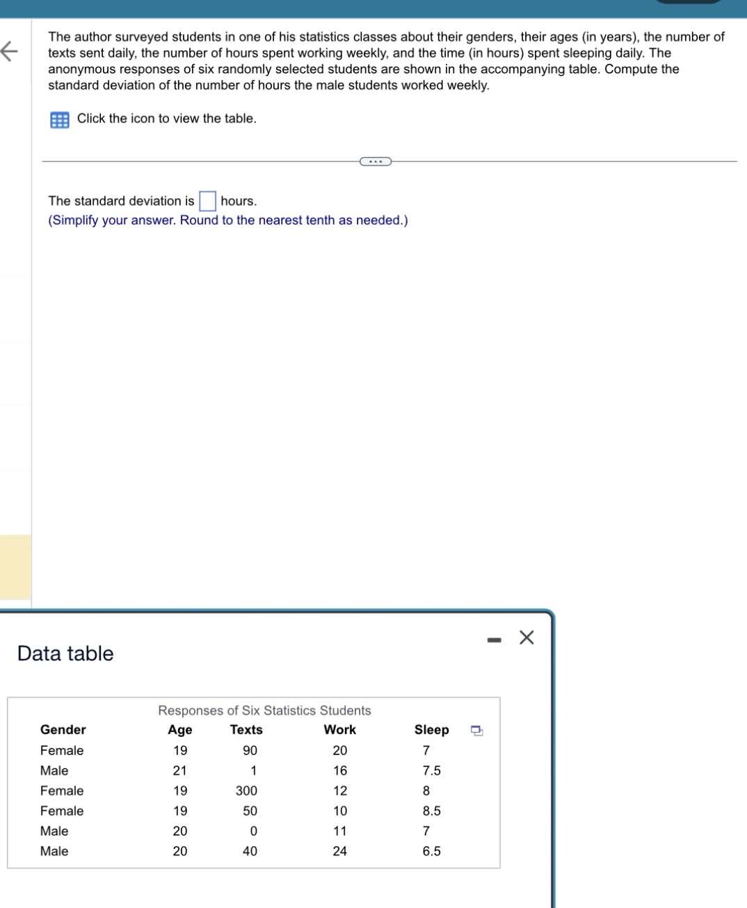 Solved Click the icon to view the table.The standard | Chegg.com
