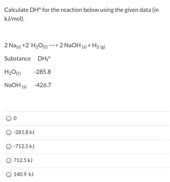 Solved Calculate DH° for the reaction below using the given | Chegg.com