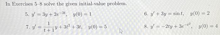 Solved In Exercises 5-8 solve the given initial-value | Chegg.com