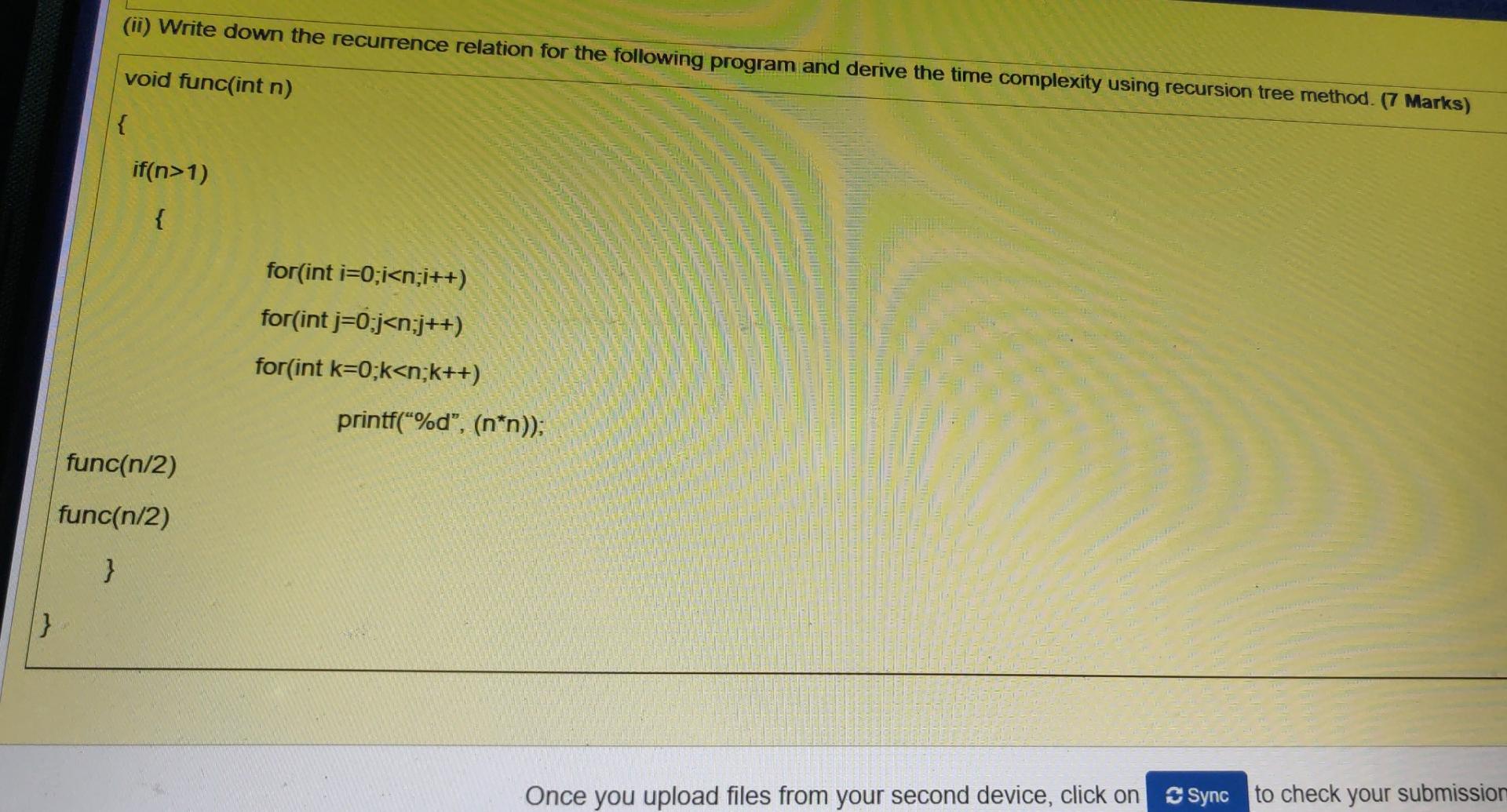 Solved (ii) Write down the recurrence relation for the | Chegg.com
