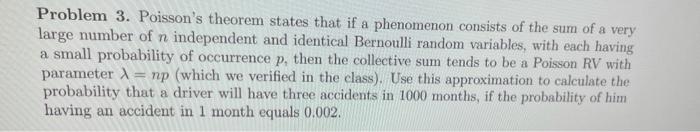 Solved Problem 3. Poisson's theorem states that if a | Chegg.com