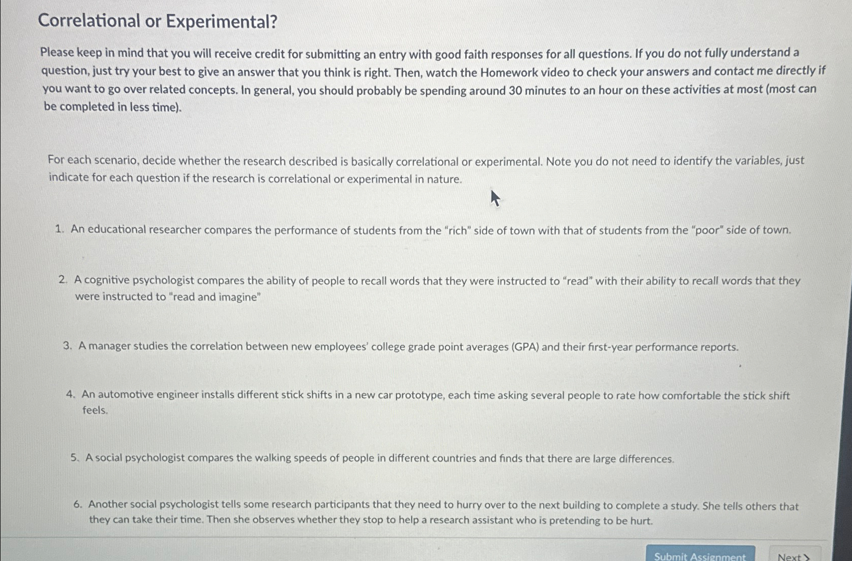Solved Correlational or Experimental?Please keep in mind | Chegg.com