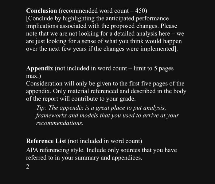 Solved Conclusion (recommended word count - 450 ) [Conclude | Chegg.com