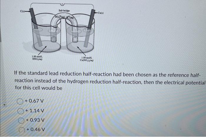 Solved If the standard lead reduction half-reaction had been | Chegg.com