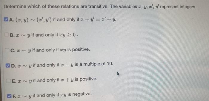 Solved Determine which of these relations are transitive. | Chegg.com