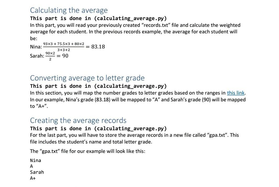 Solved Calculating the average This part is done in | Chegg.com