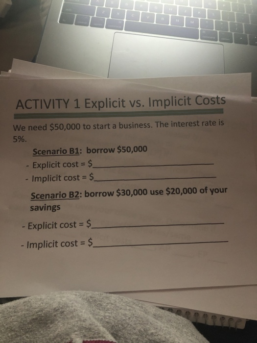 Solved VN ACTIVITY 1 Explicit vs. Implicit Costs We need | Chegg.com