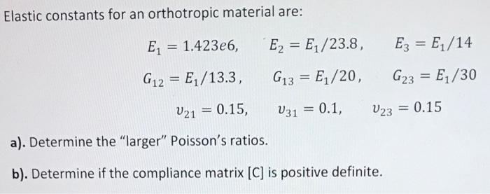 Solved Elastic constants for an orthotropic material | Chegg.com