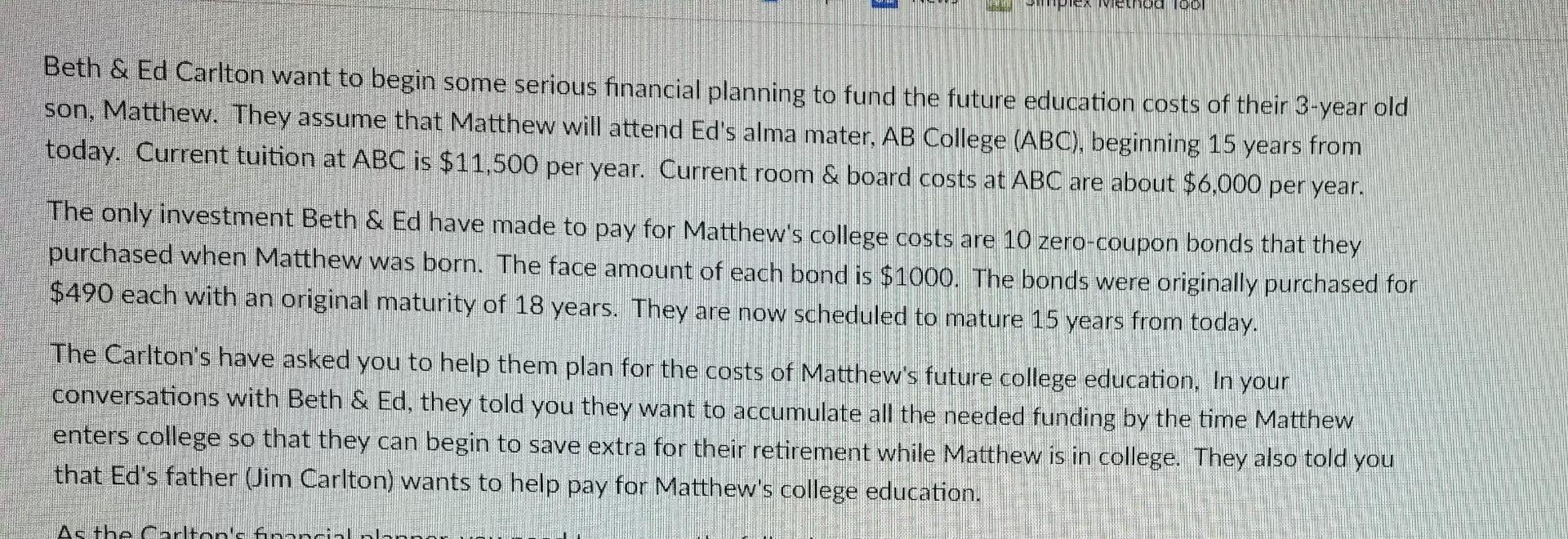 Solved Beth \& Ed Carlton want to begin some serious | Chegg.com