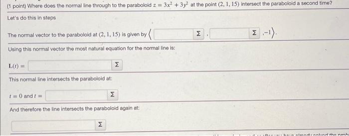 Solved (1 point) Where does the normal line through to the | Chegg.com