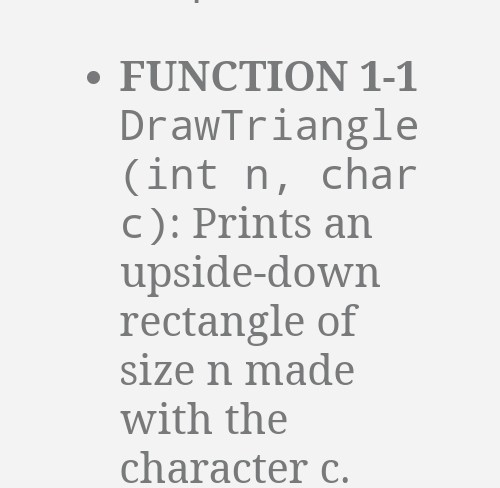 Solved • Function 1 1 Drawtriangle Int N Char C Prints 0304