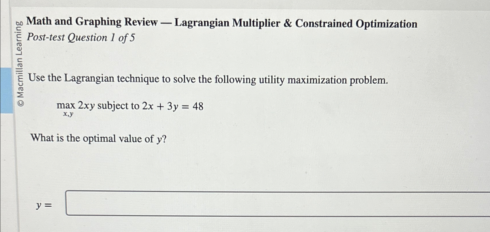 Solved as Math and Graphing Review - ﻿Lagrangian Multiplier | Chegg.com