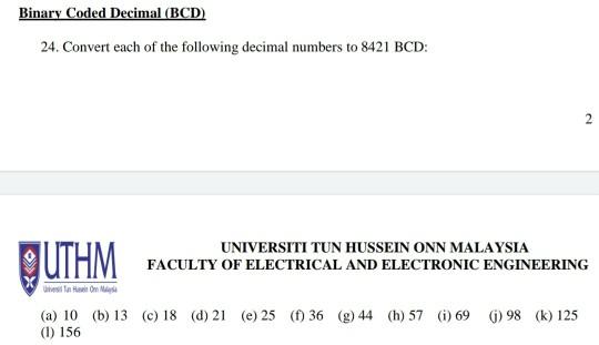 Solved Binary Coded Decimal (BCD) 24. Convert each of the | Chegg.com