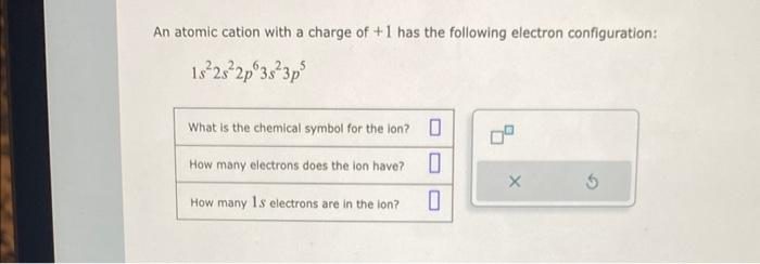 Solved An Atomic Cation With A Charge Of 1 Has The