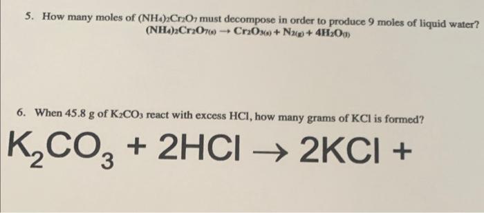 Solved K2CO3+2HCl→2KCl+ | Chegg.com