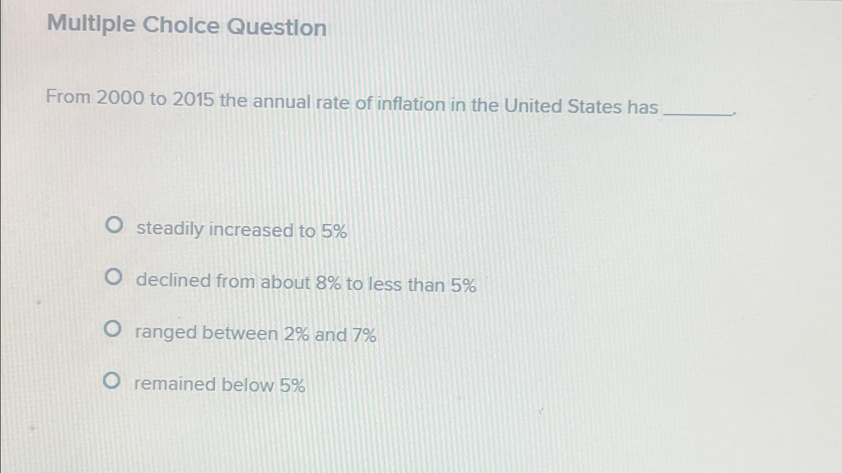 Solved Multiple Cholce QuestionFrom 2000 ﻿to 2015 ﻿the | Chegg.com