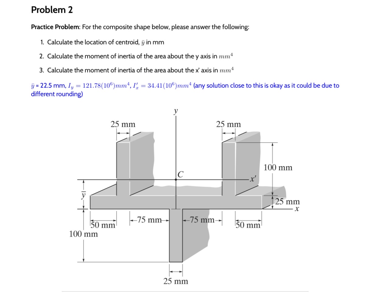 Solved Problem 2Practice Problem: For the composite shape | Chegg.com