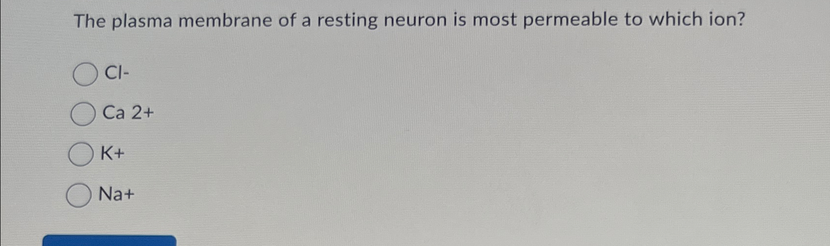 Solved The plasma membrane of a resting neuron is most | Chegg.com