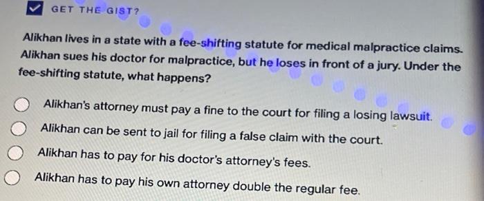 Solved GET THE GIST? Alikhan lives in a state with a | Chegg.com