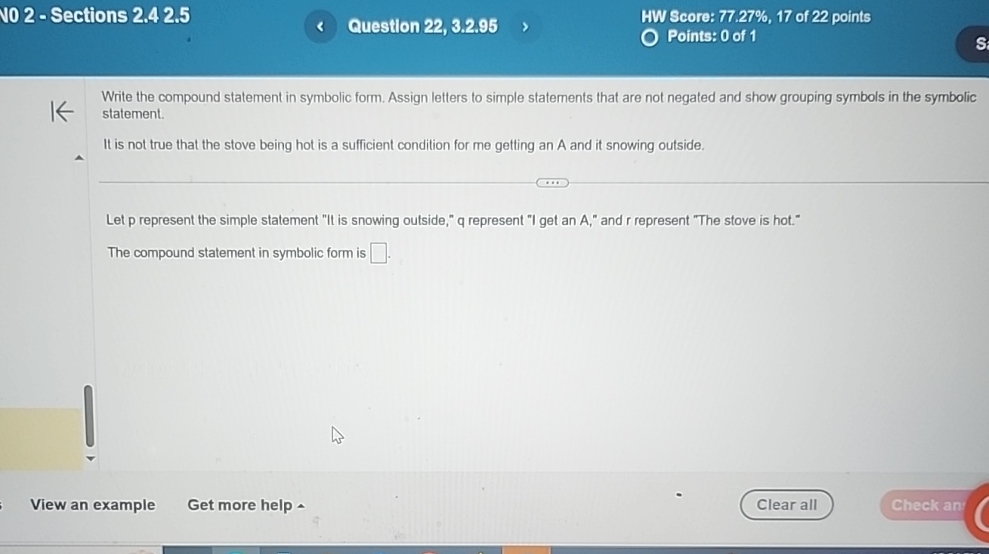 Solved NO 2 - ﻿Sections 2.42 .5Question 22, 3.2.95HW Score: | Chegg.com