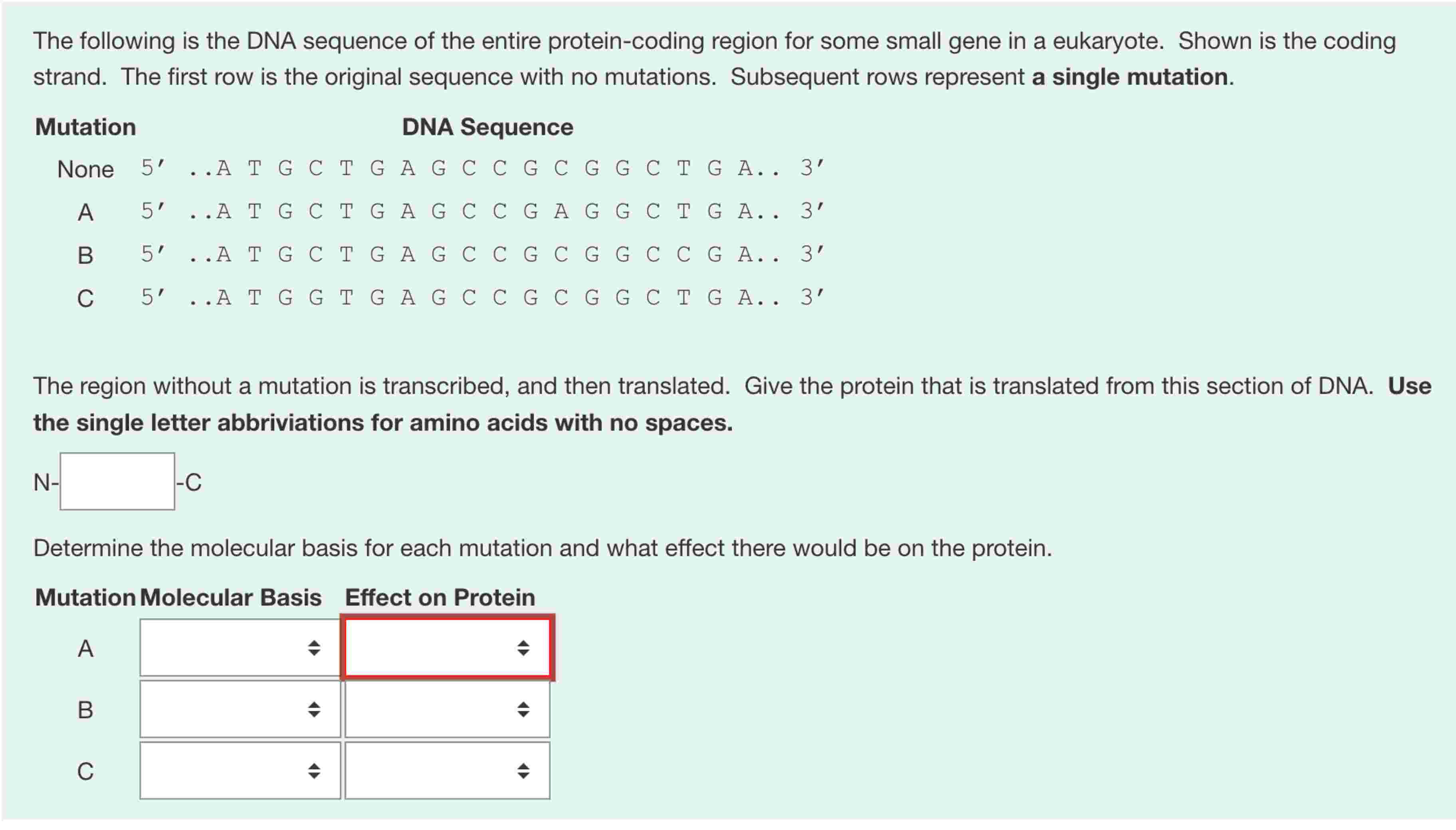 Solved The following is the DNA sequence of the entire | Chegg.com