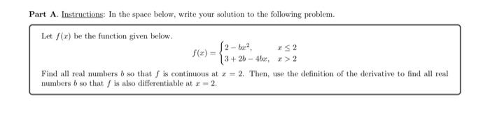 Solved Part A. Instructions: In the space below, write your | Chegg.com